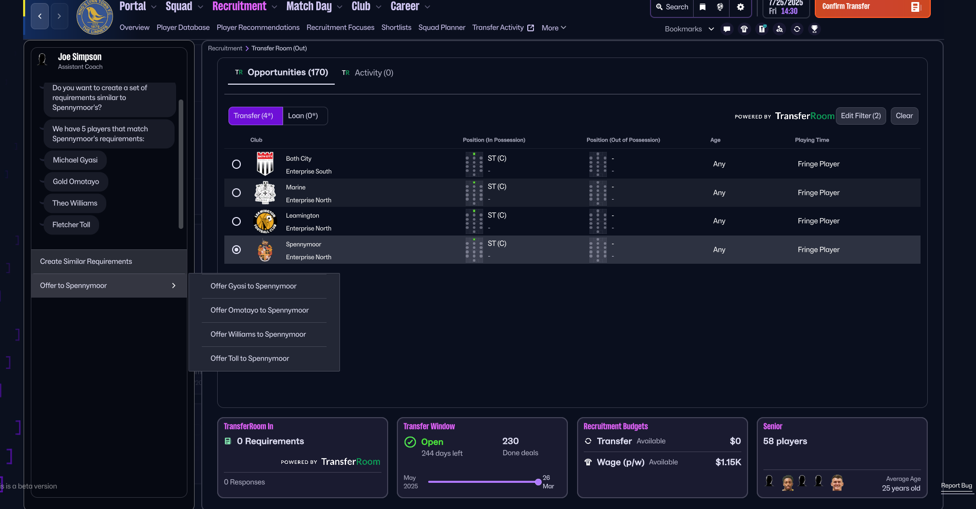 Transfer Room Out Player Error - All Other Issues - Sports Interactive ...