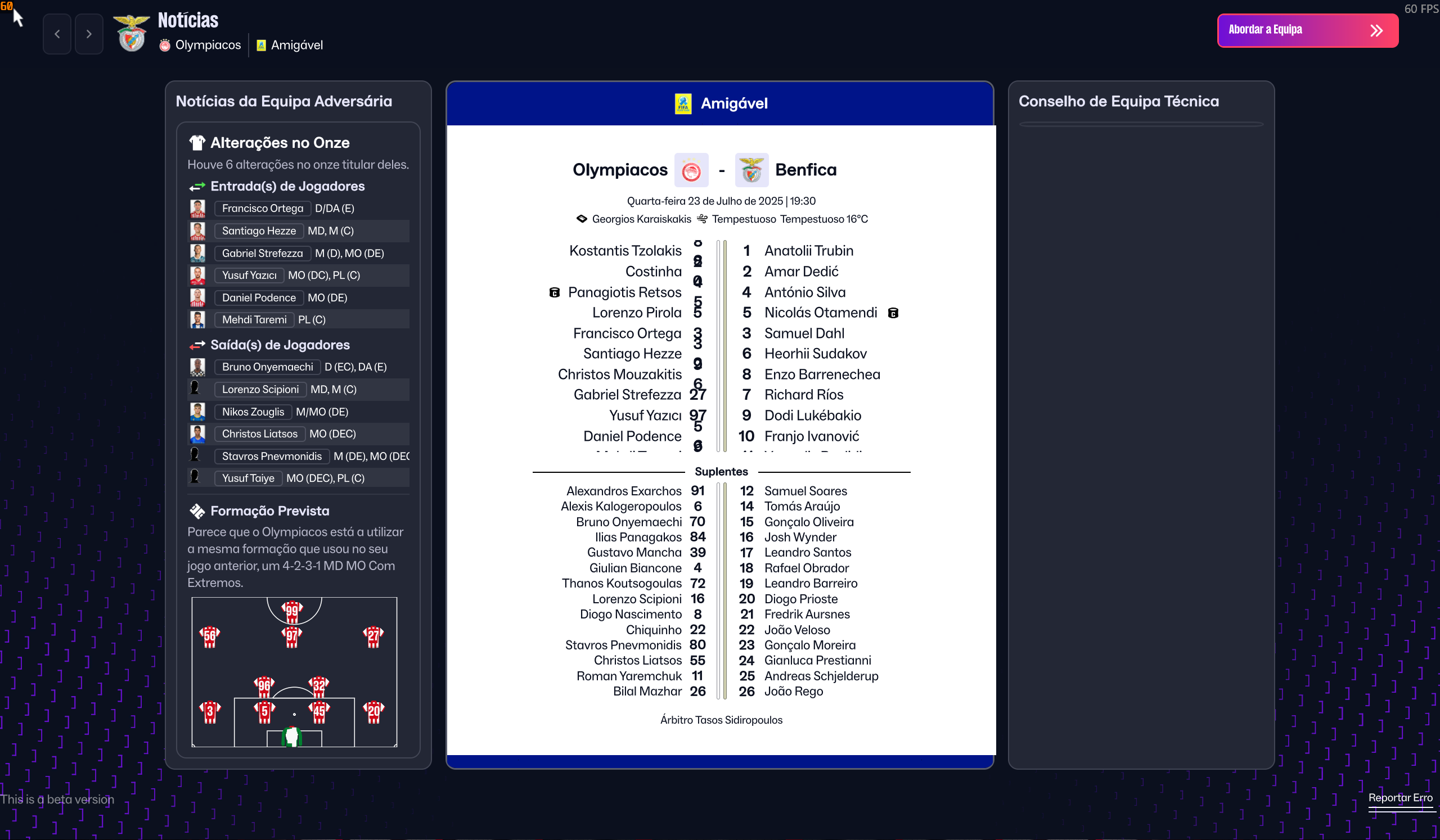 Pre-game screen - Player numbers overlap and get garbled. - Matchday ...