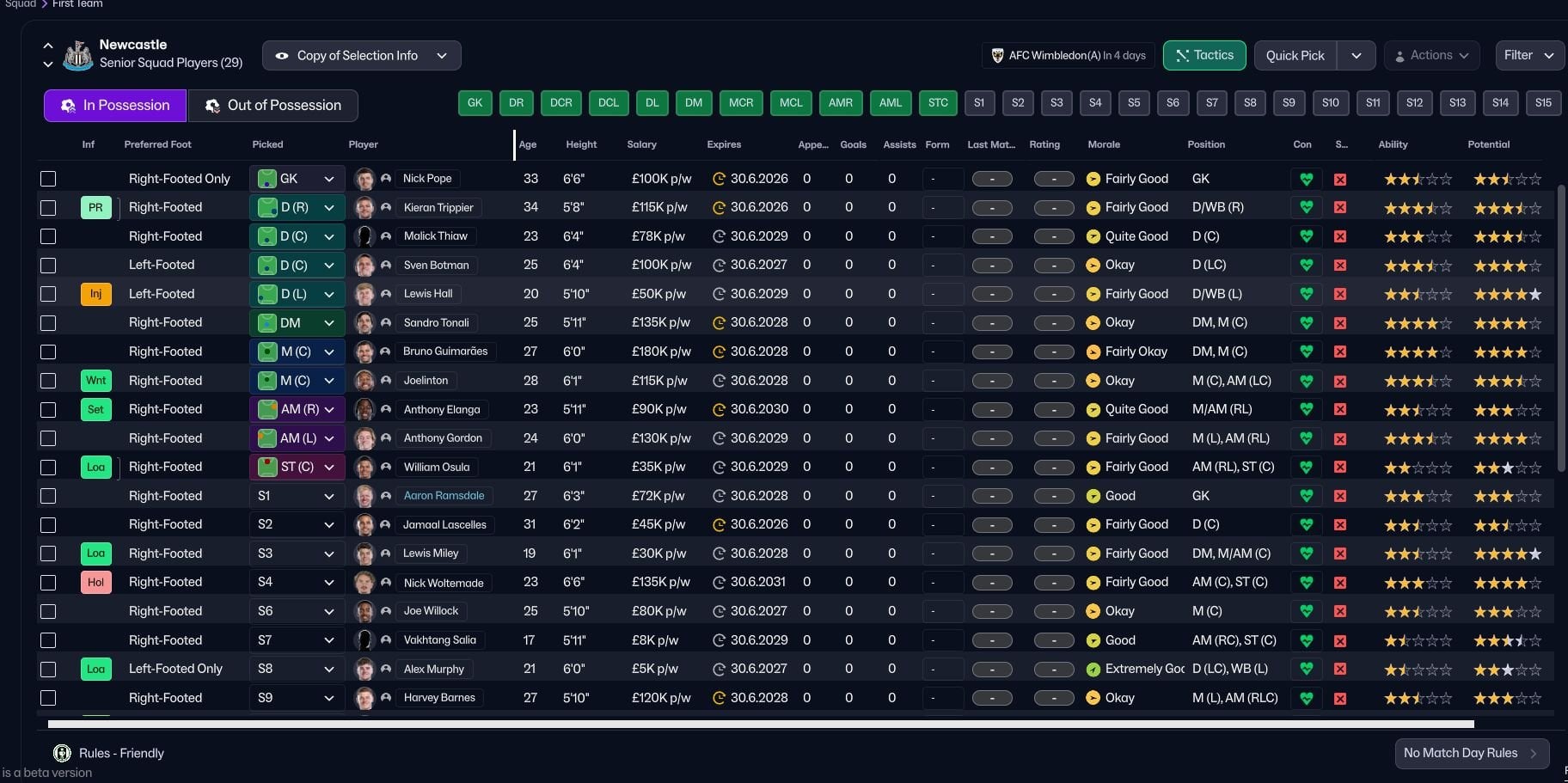 Remove "Footed" From Preferred Foot column - Squad UI Issues - Sports ...