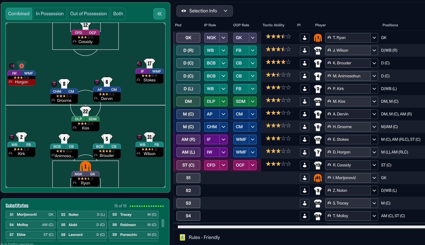 Midfielder showing as GK in Team Selection - Match Day (Tactics) UI ...