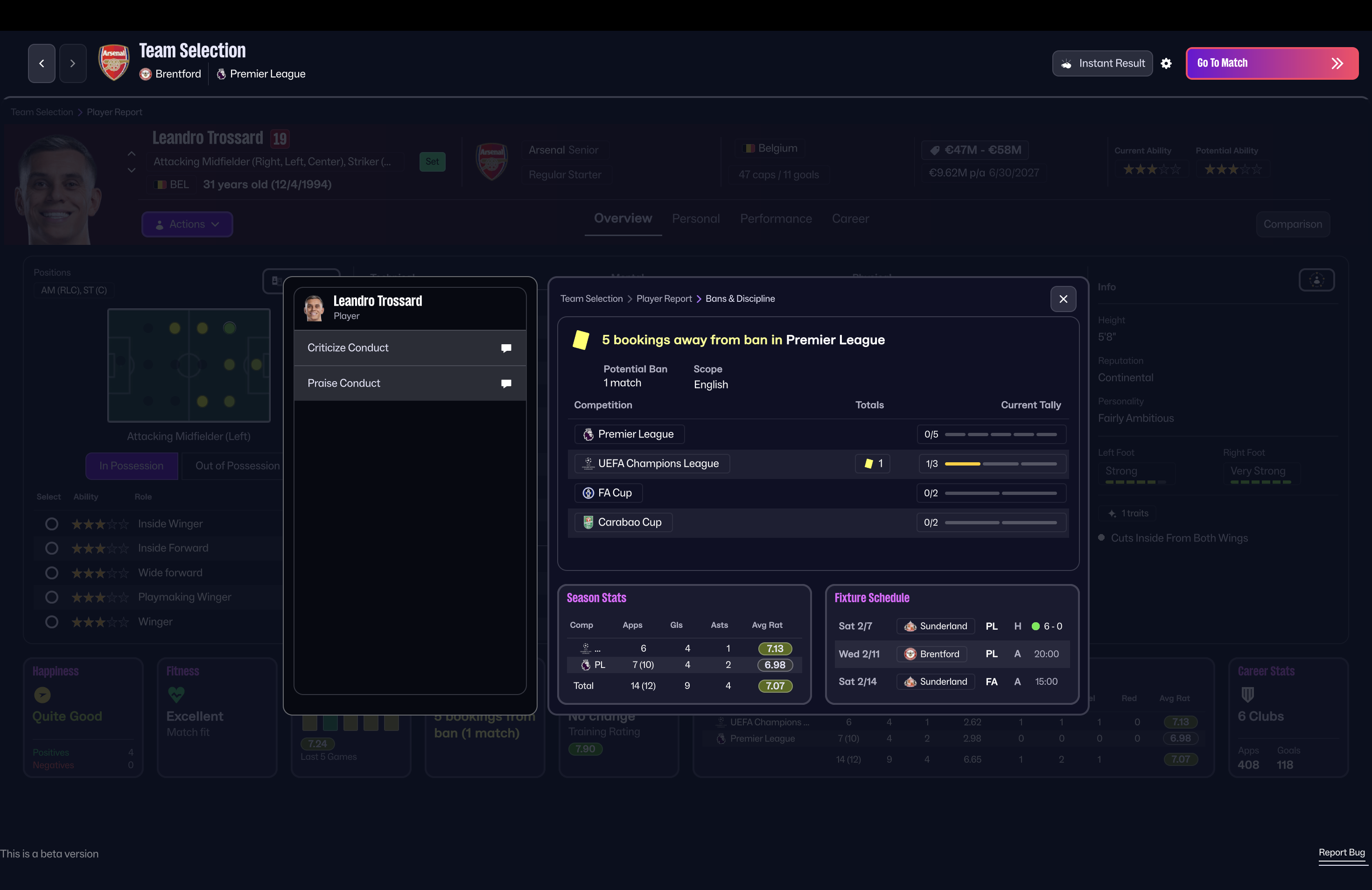 Yellow card warning - Squad UI Issues - Sports Interactive Community