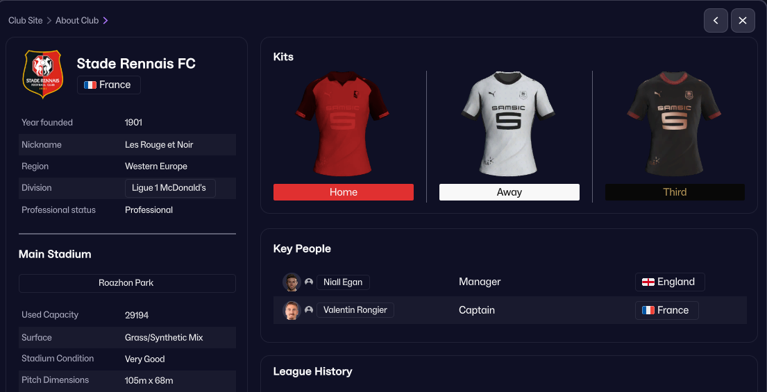 Stade Rennes Home kit incorrect colour - Club UI Issues