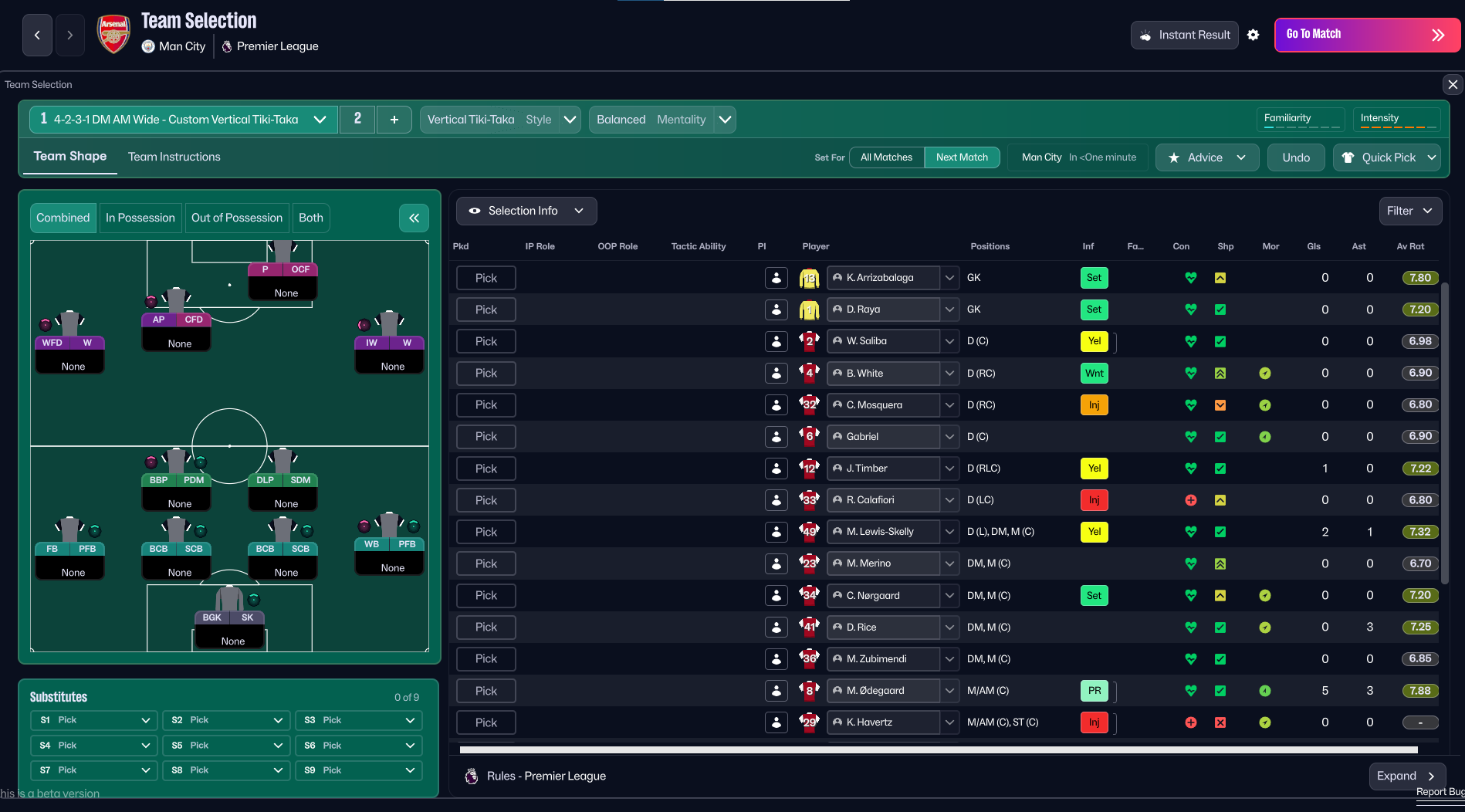 Match day tactics - quick pick - Match Day (Tactics) UI Issues