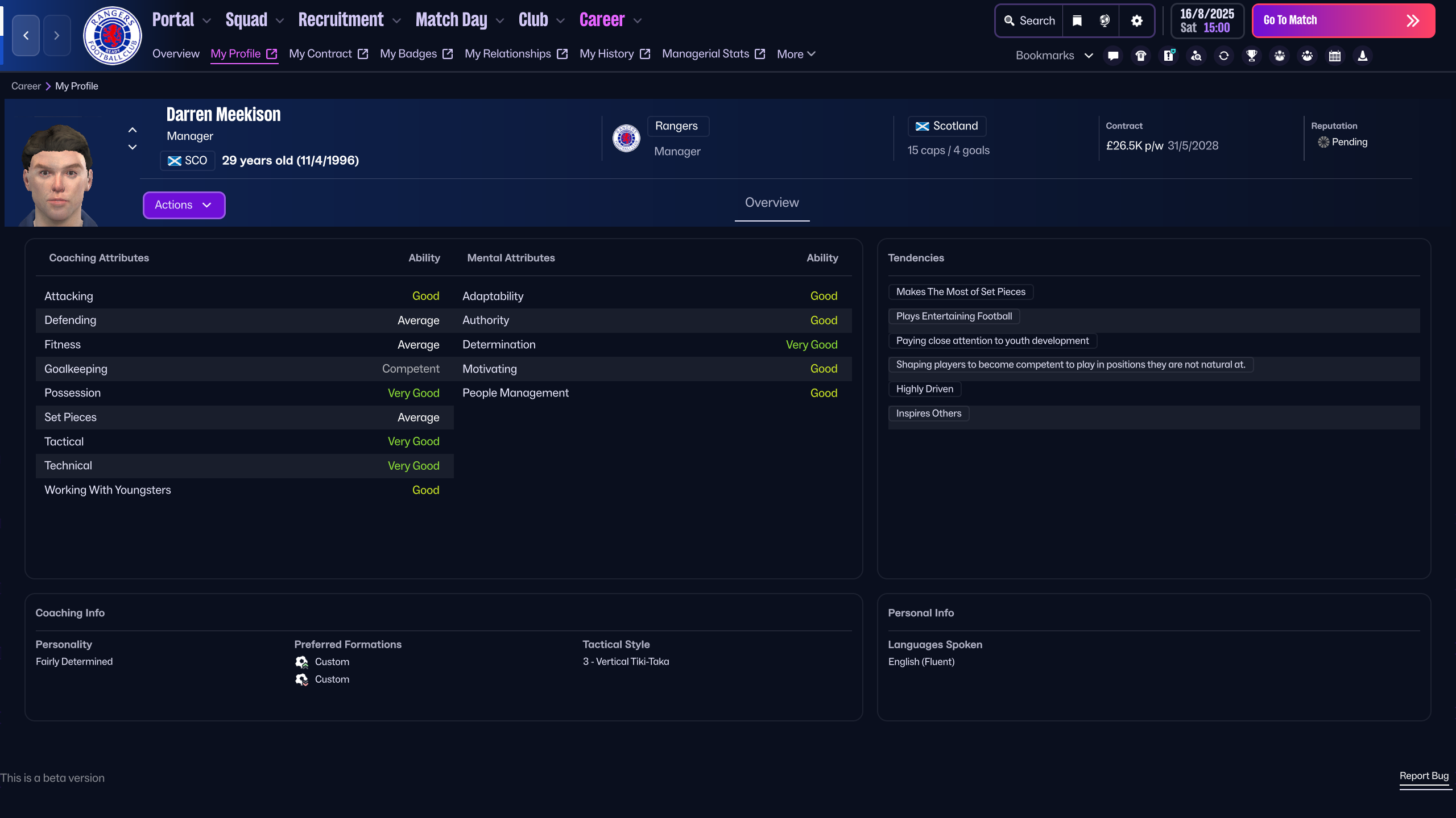 Reputation only shows at Pending - Career UI Issues - Sports ...