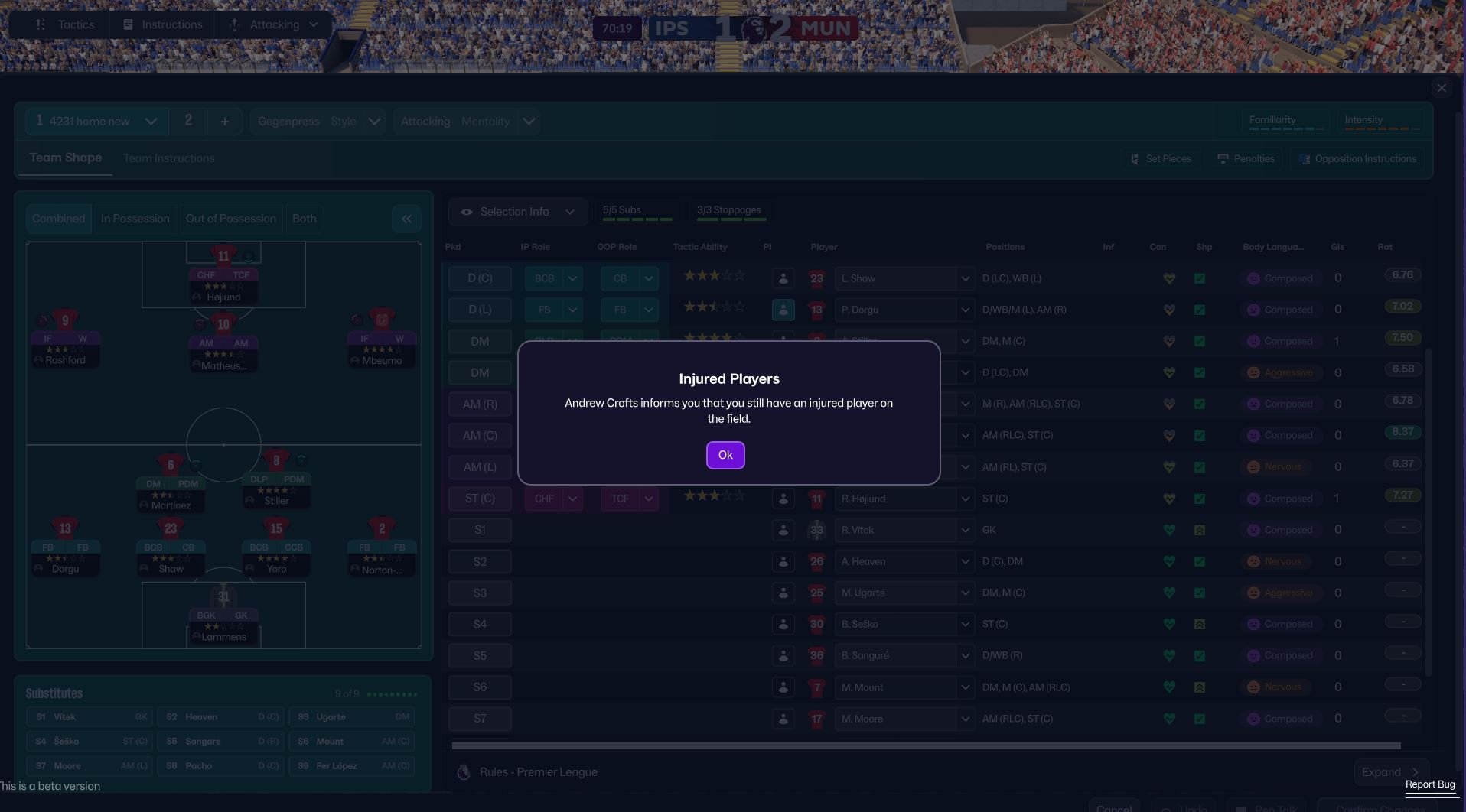 Injured player screen - game stuck - Advanced Access Beta's Crash ...