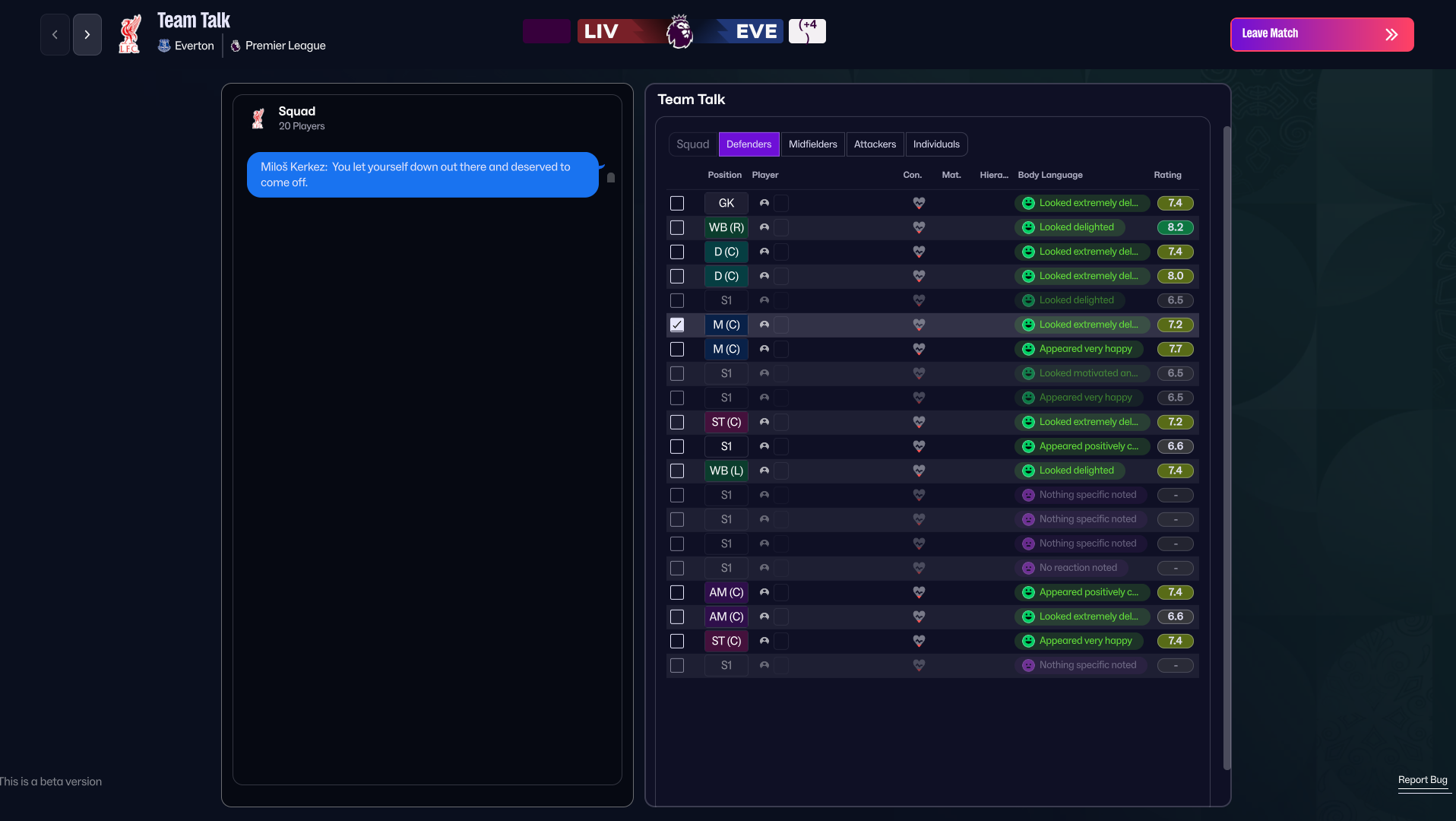 Can't leave match - Match Day (Tactics) UI Issues