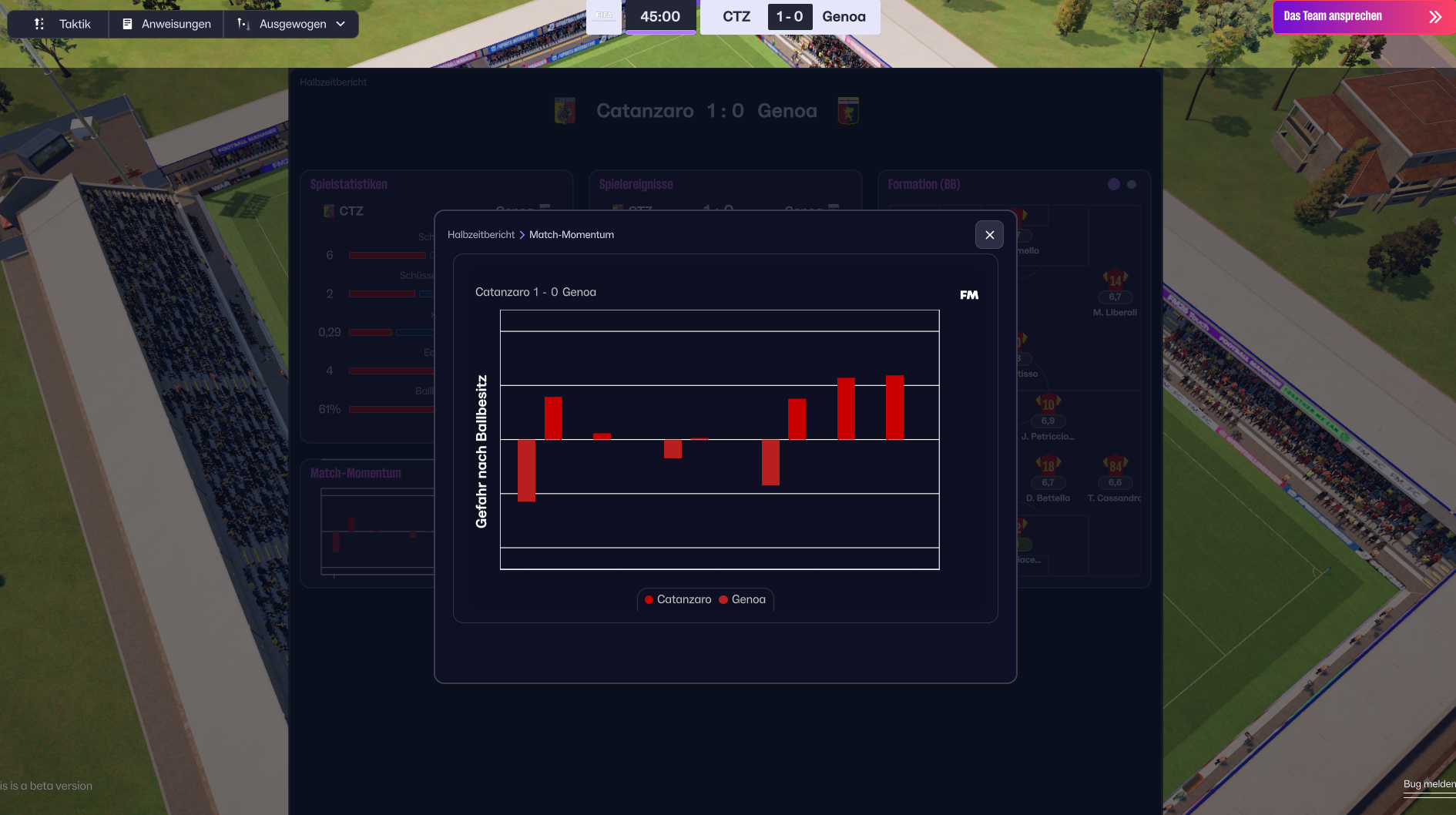 Match Momentum screen both teams red - Match Day (Tactics) UI Issues