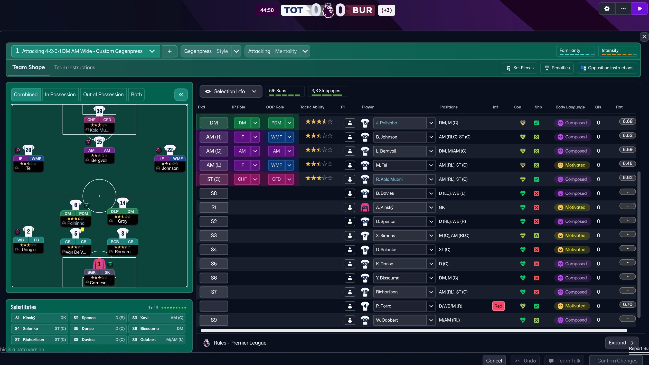 Can not change formation after RED card in match - Matchday Experience ...