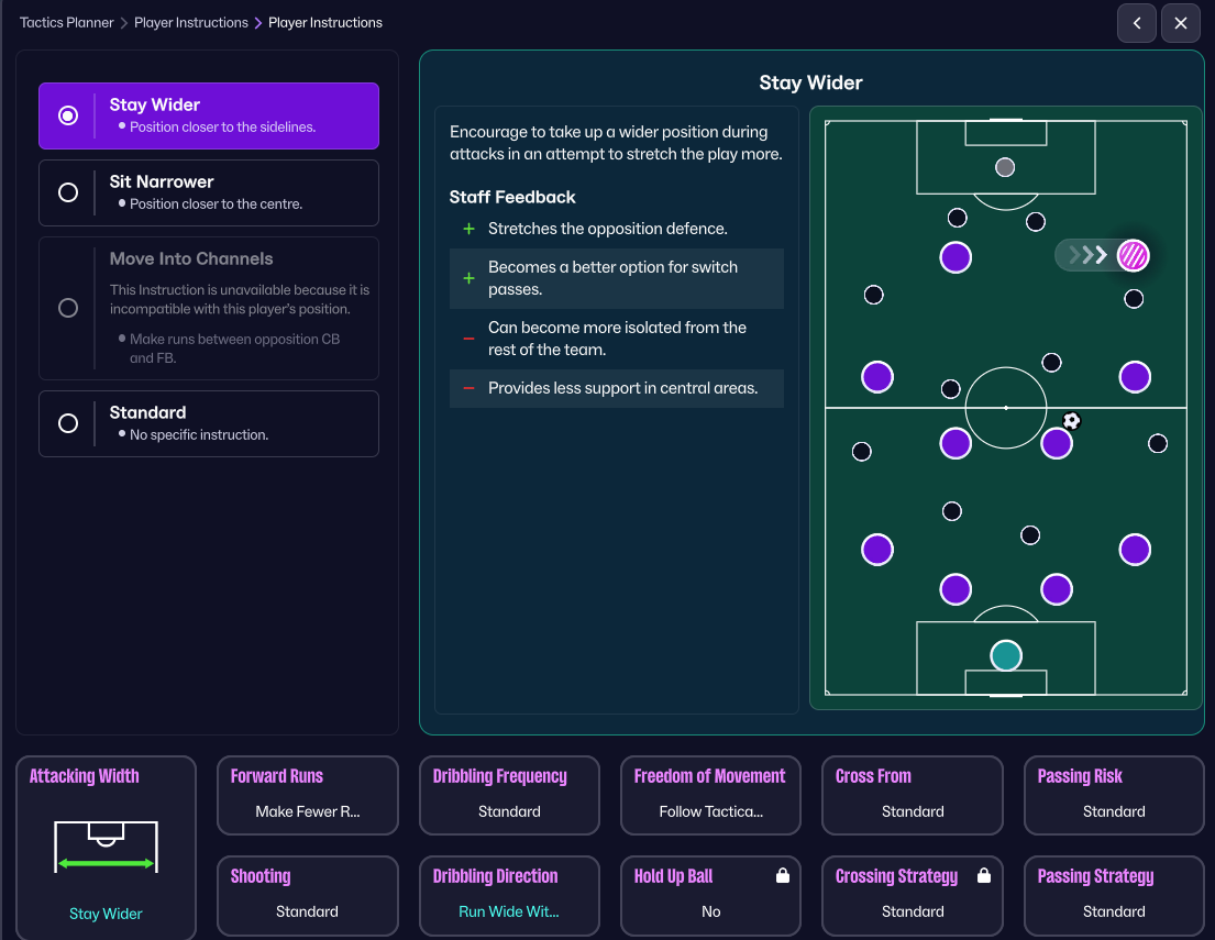 I hope some of defender position player instruction allow channel ...