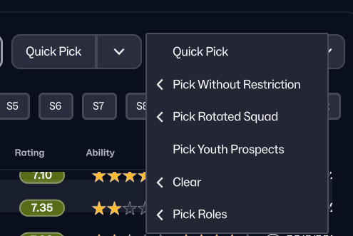 Squad filter settings not applied when using Quick Pick options - Squad ...