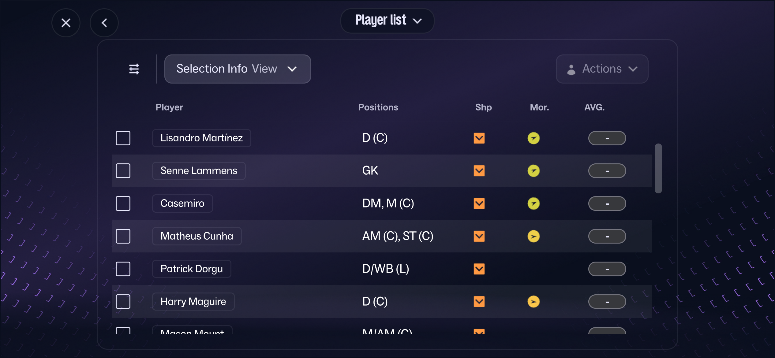 Unable to sort columns in Squad View - User Interface (iPhone) - Sports ...