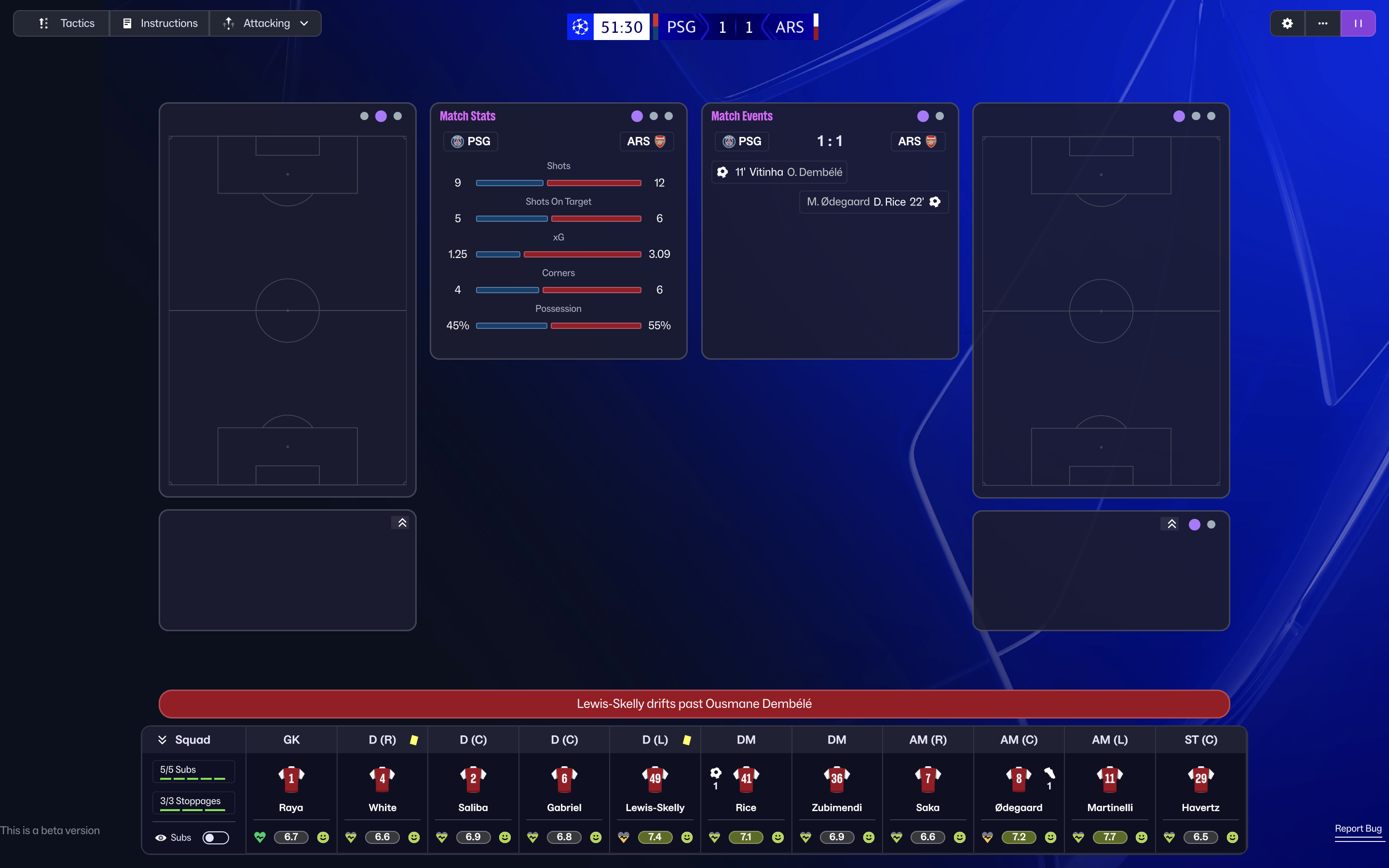 In-match data displays turn blank during match - All Other Matchday ...