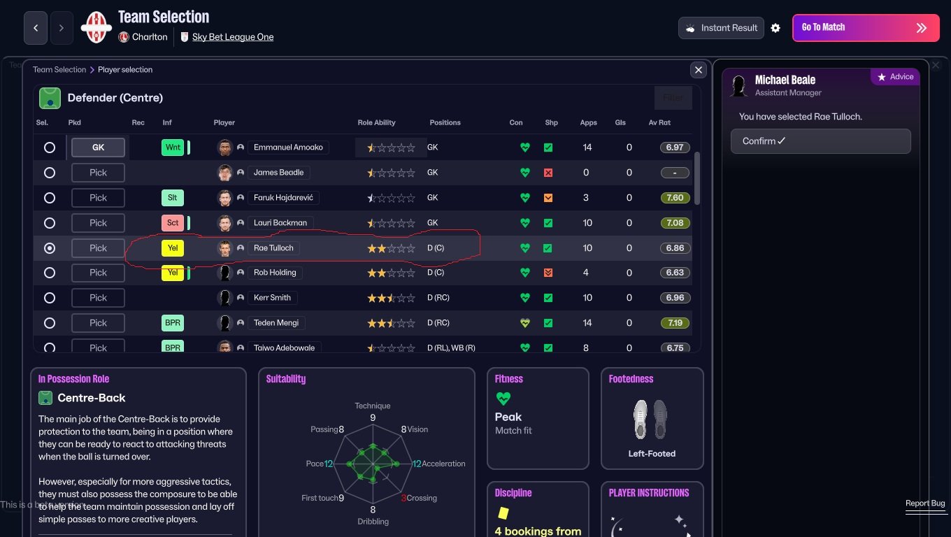 Loan Players not showing on team selection. - Match Day (Tactics) UI ...