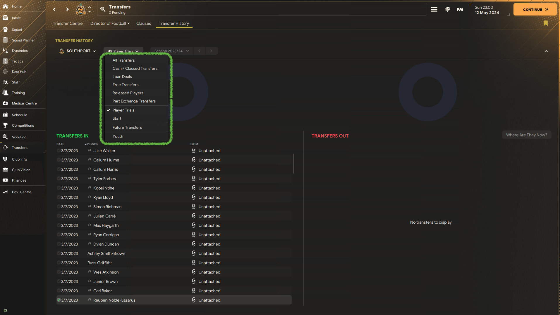 Transfer History - Player Trials - Recruitment UI Issues - Sports ...