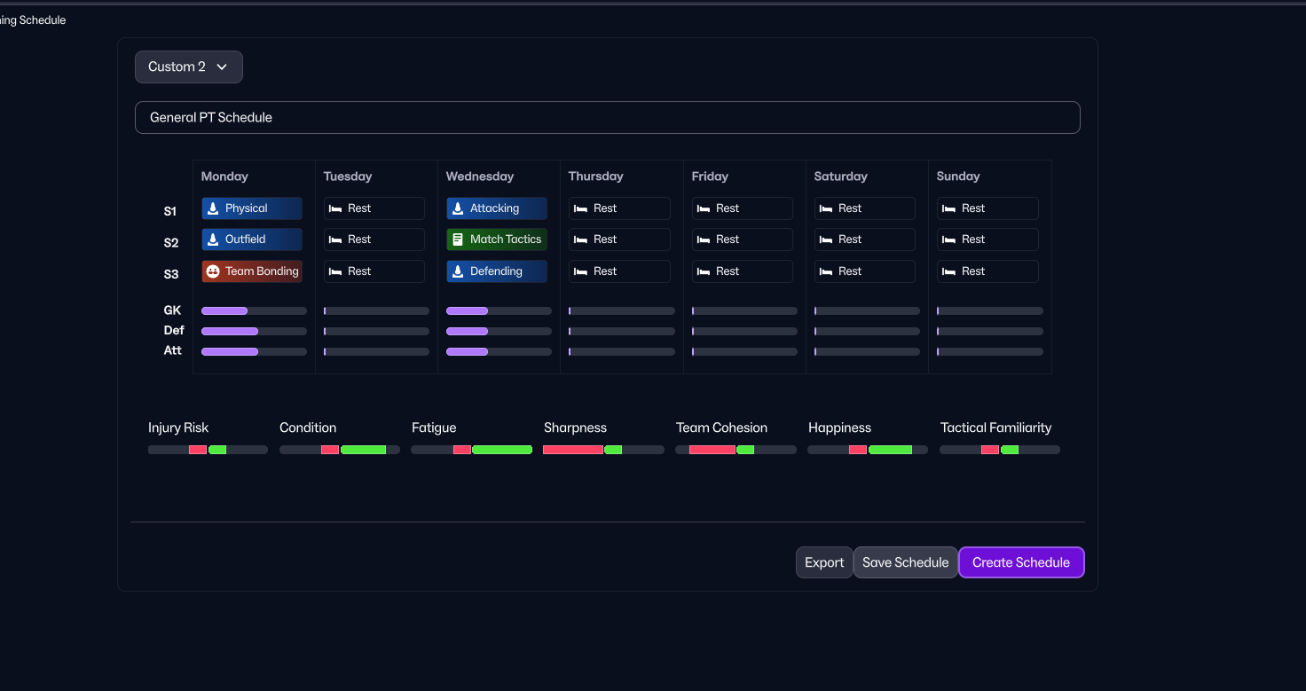 Saved Training Schedules don't Work - Squad UI Issues - Sports ...