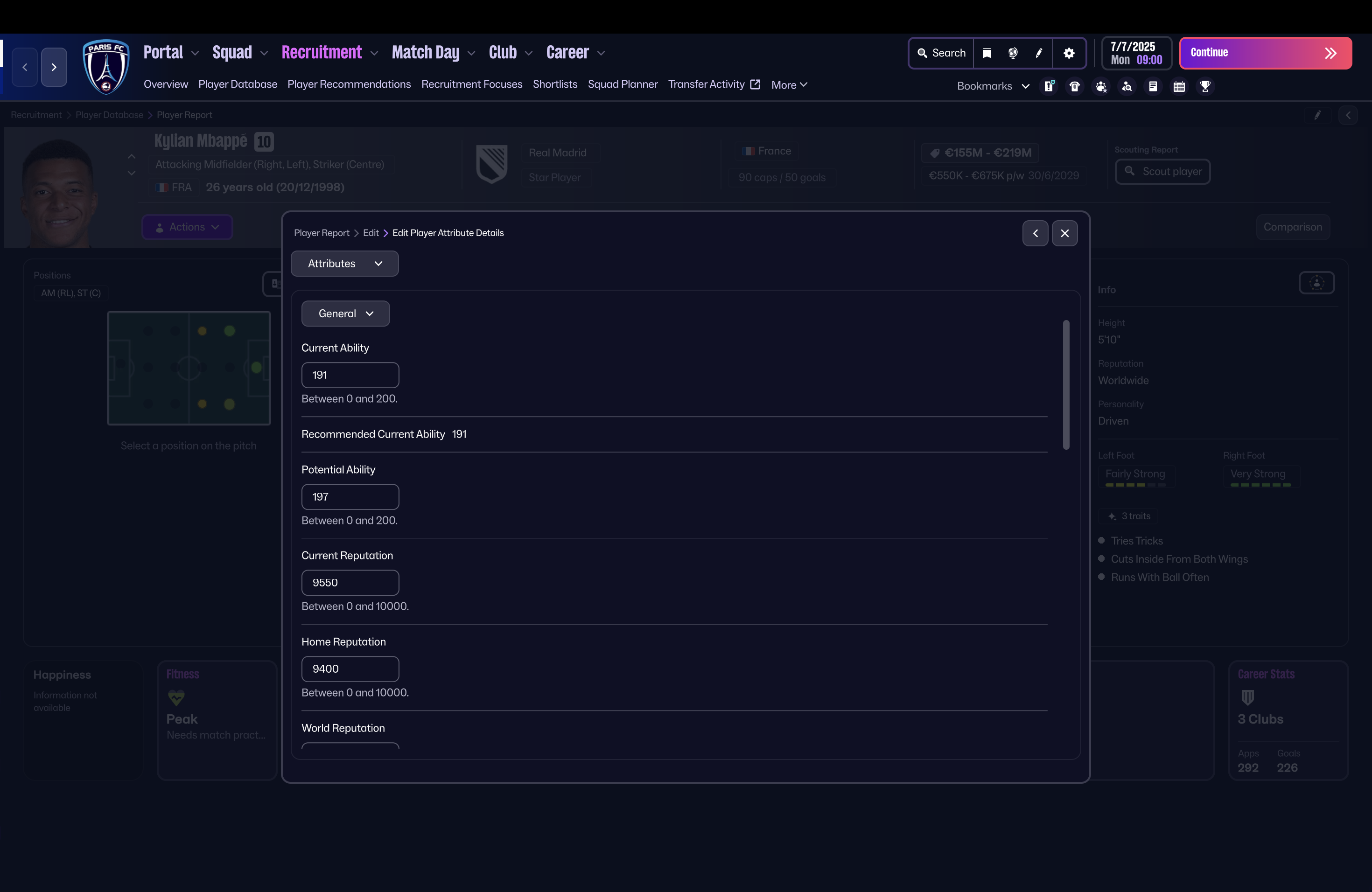 Suggestion: Move drop-down sub-section in player information editing ...