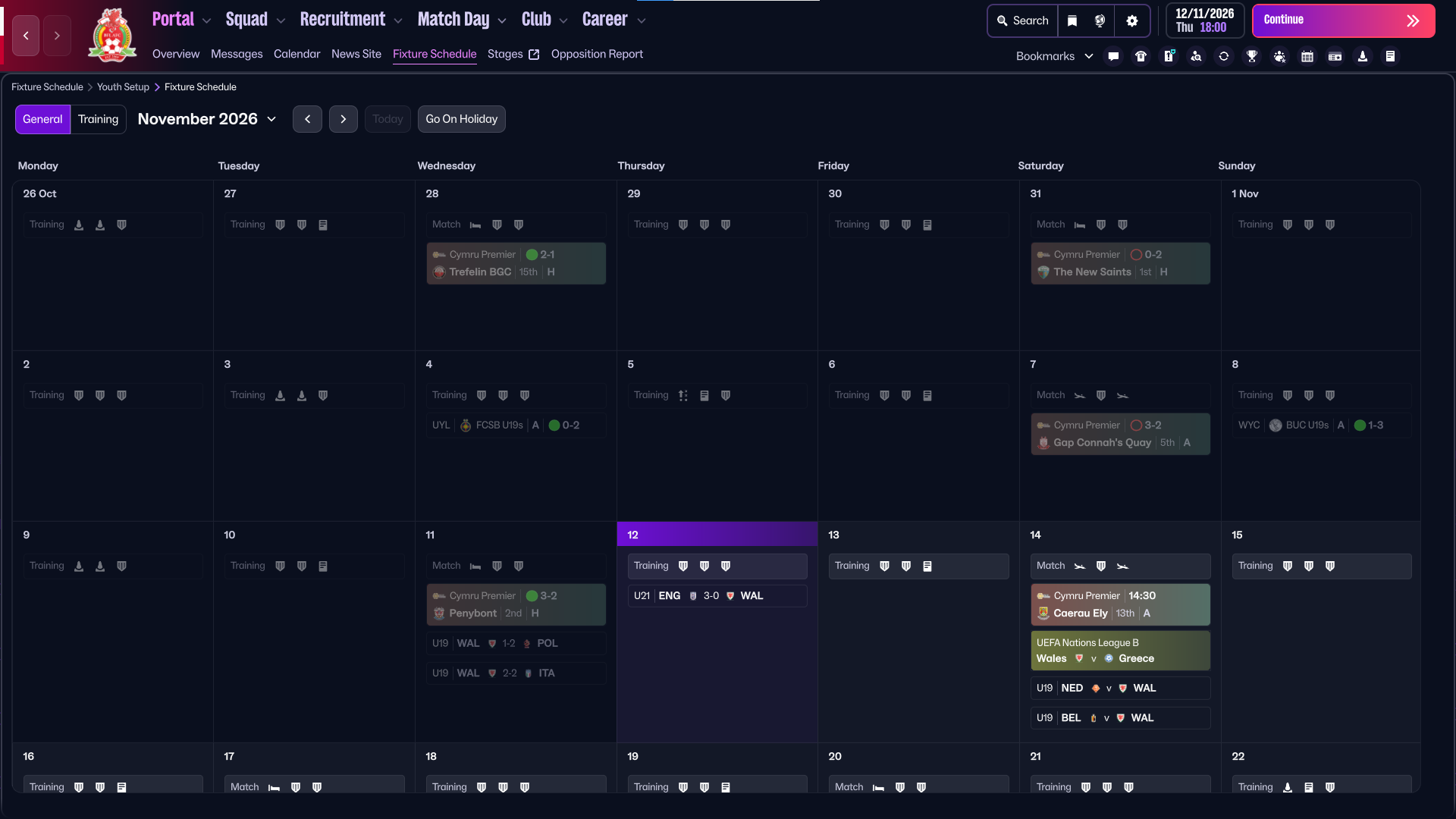 Bookmark for Fixture Schedule Takes you to Calendar Since Latest Patch ...