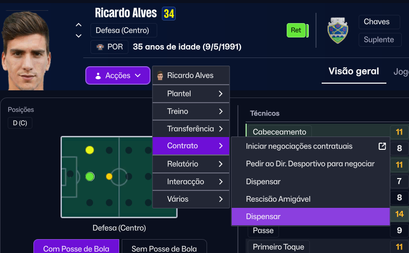 Double "Dispensar" in Contract menu - Portuguese - Sports Interactive ...
