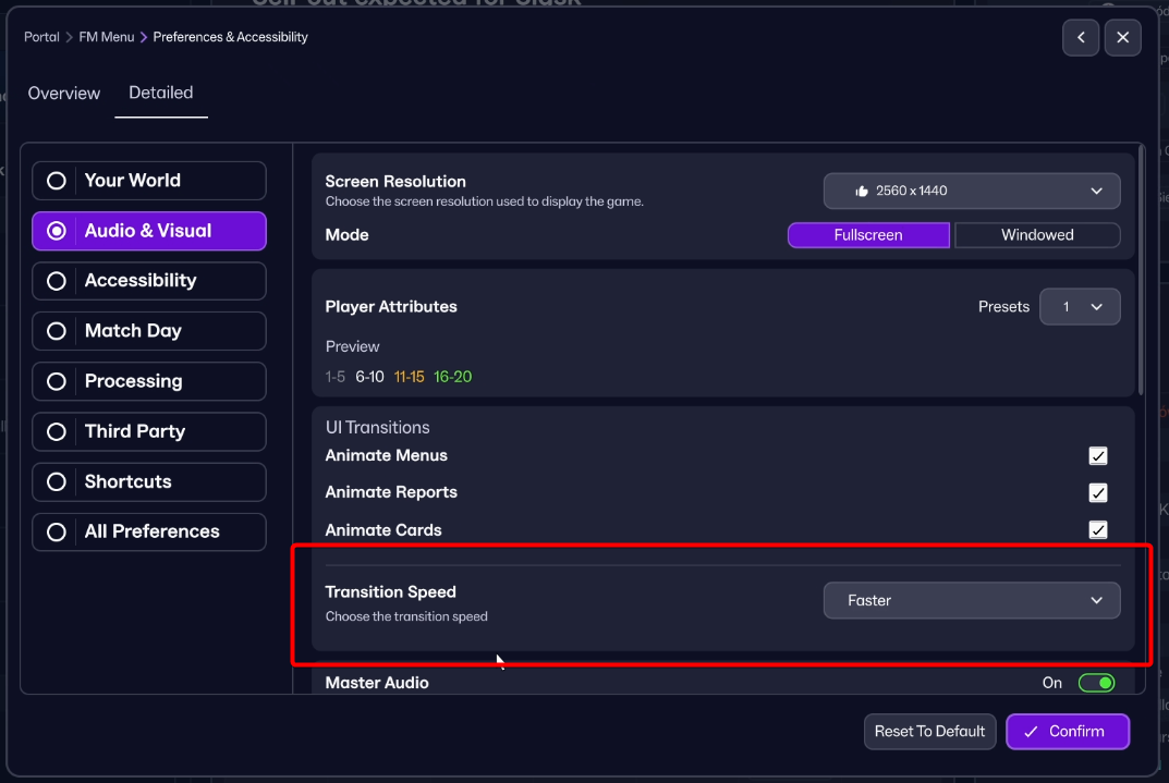 UI Transition speed reset - General UI Issues - Sports Interactive ...