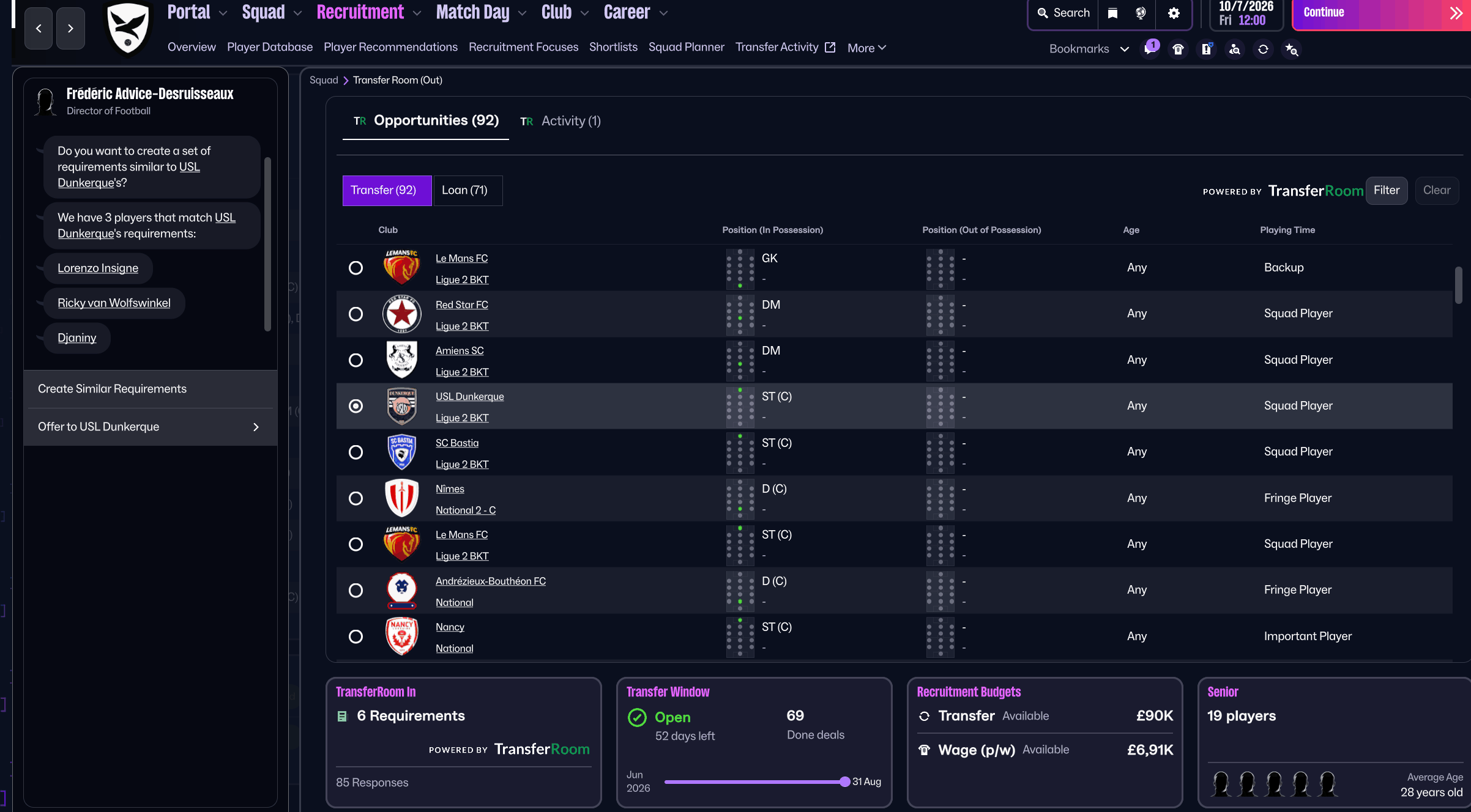 Recruitment - TransferRoom (Out) - Can only offer the same player once ...