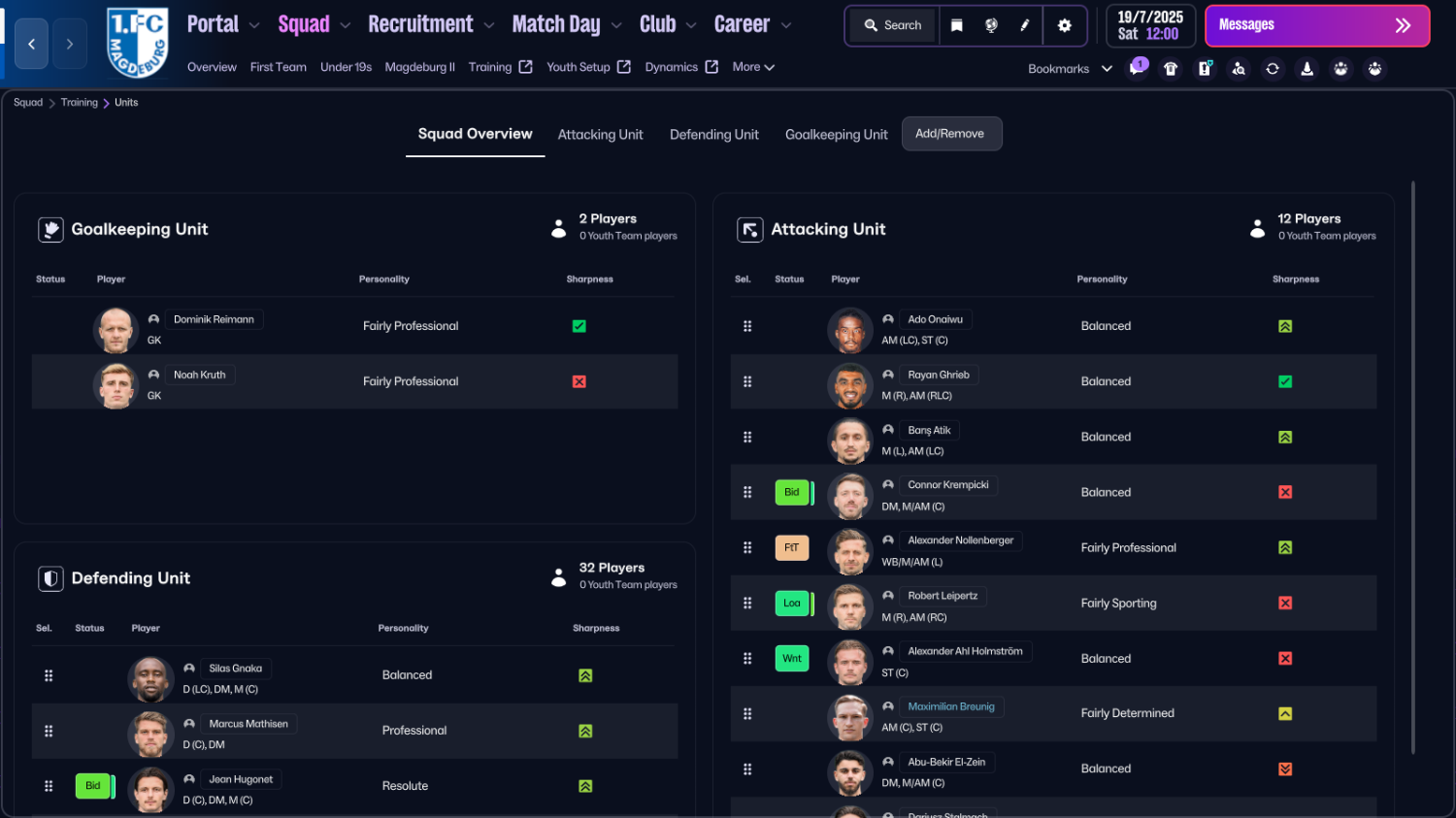 Unable to move players between training units - Squad UI Issues ...