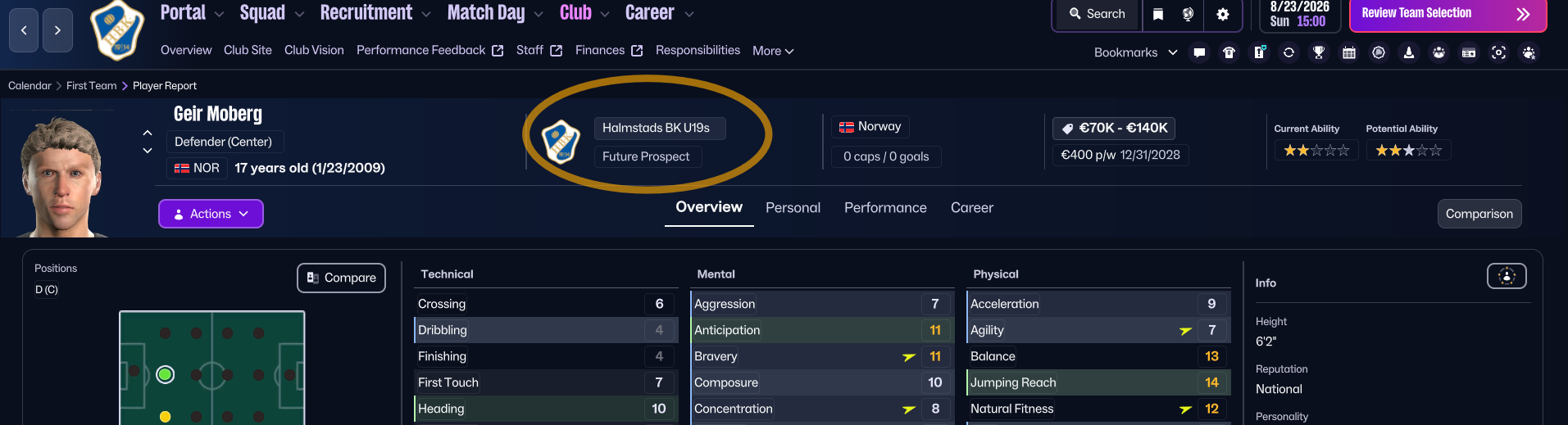 Player Page > Team Indicator doesn't click through to Youth Team/Roster ...