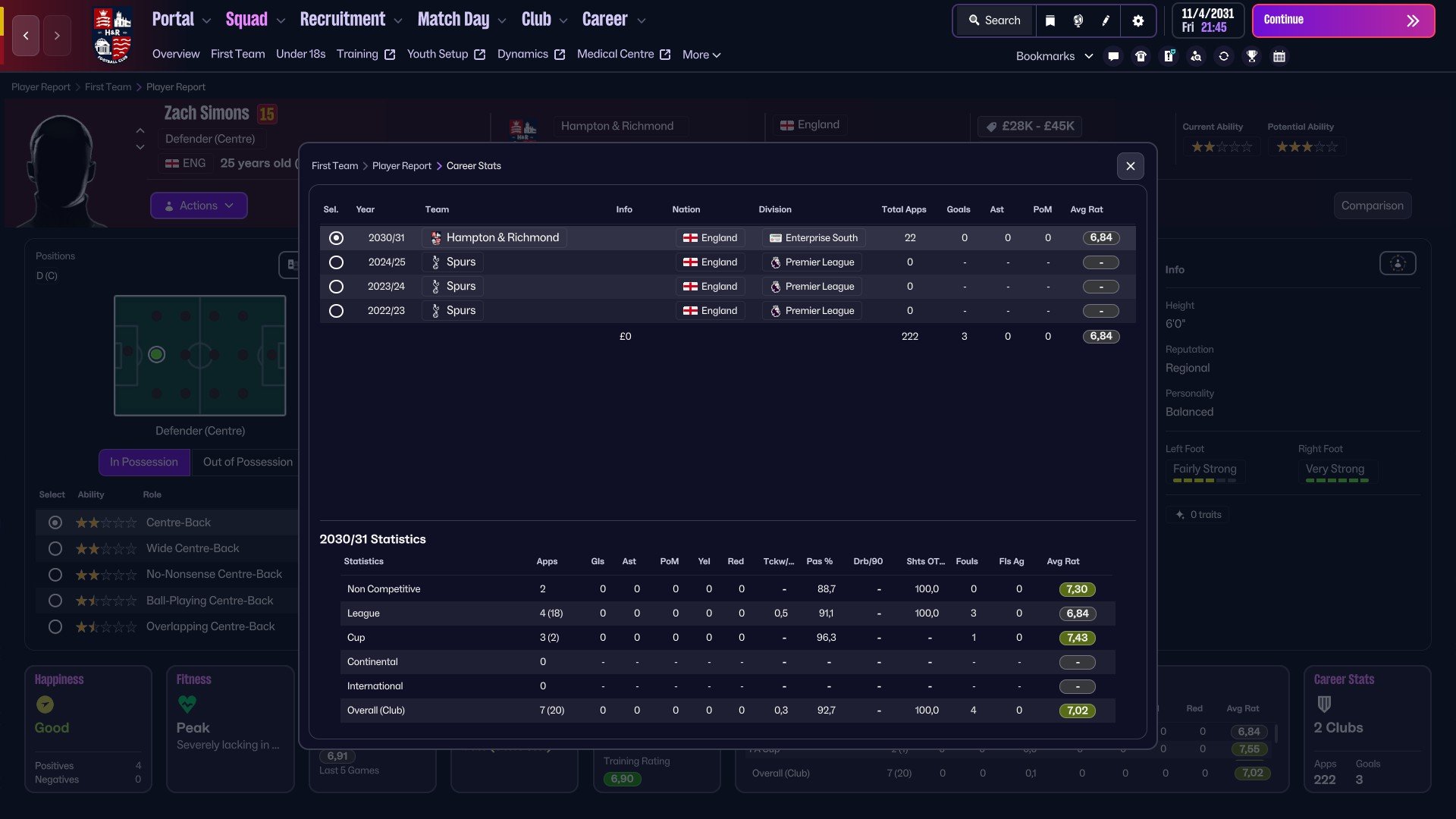 Player Career Stats only shows current season. - Career UI Issues ...