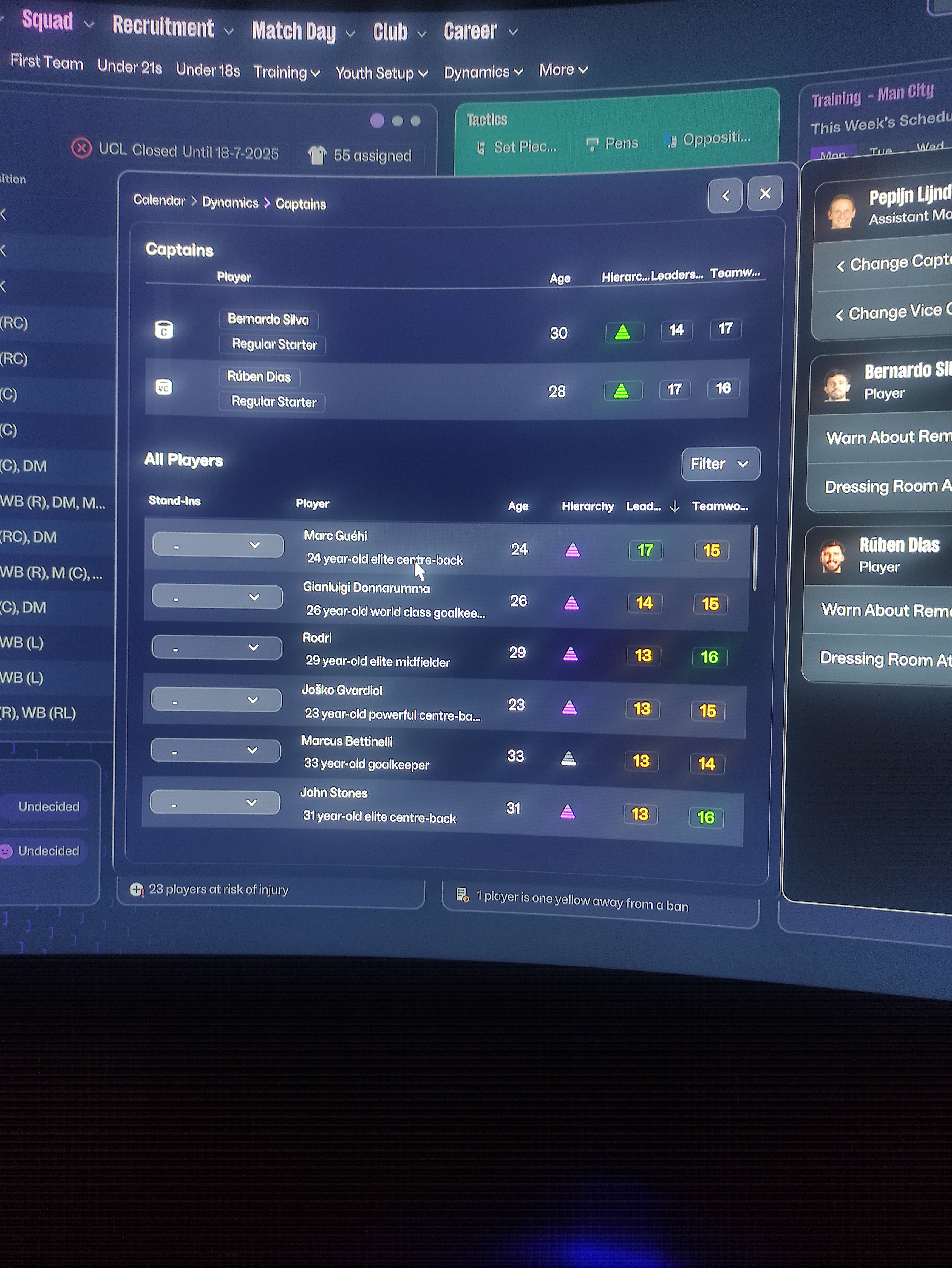 Captain and vice captain numbers are white - Squad UI Issues - Sports ...