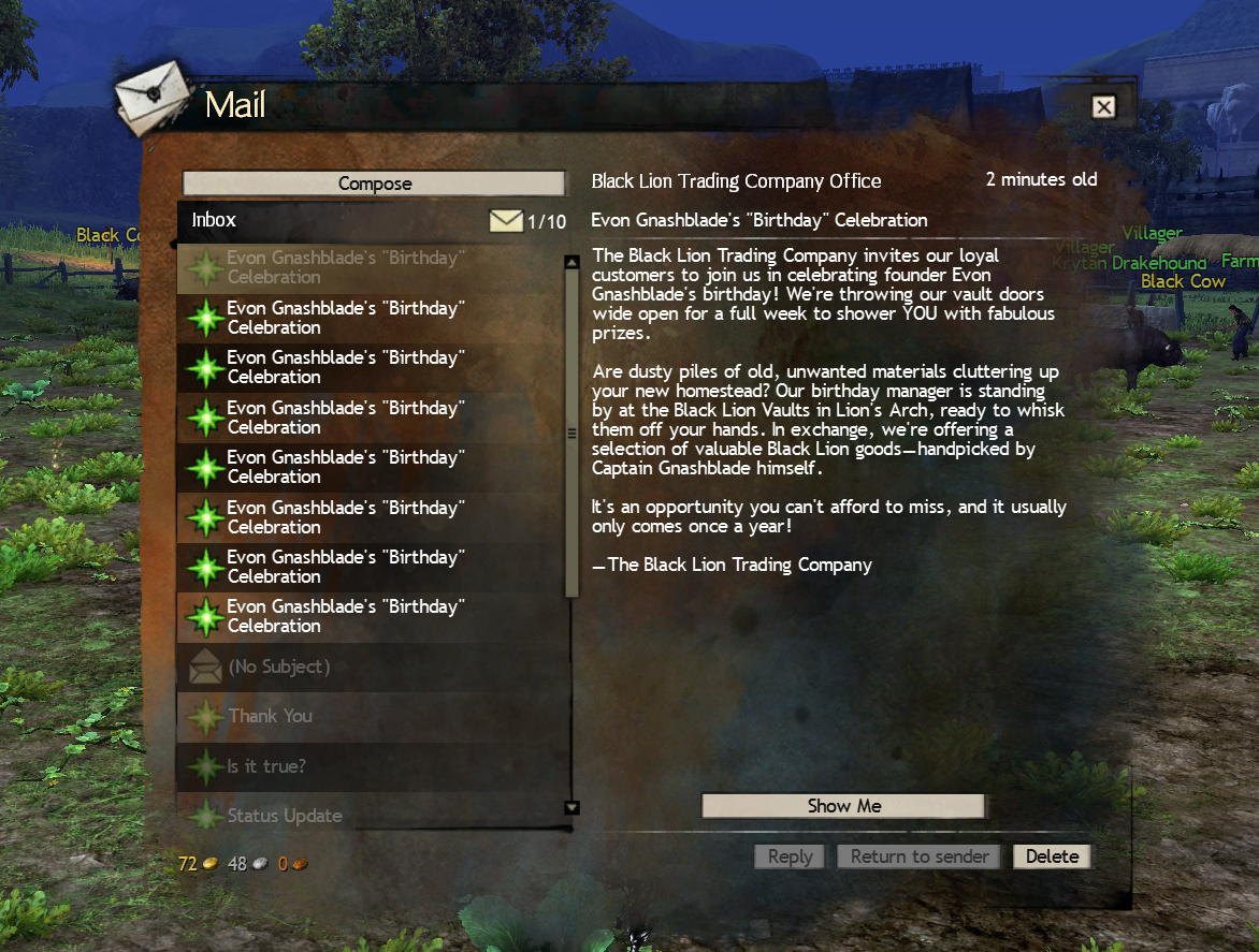 Excessive mails for Evon Nashblade event - Page 2 - Bugs: Game, Forum ...