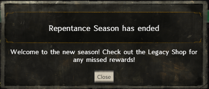 [Bug] "Repentance Season has ended" message repeats on Wizard Vault ...