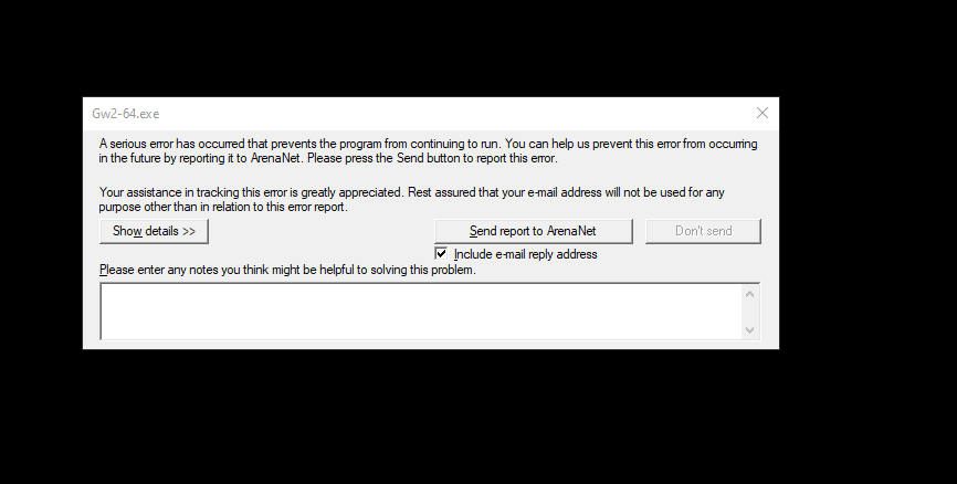 unknown error - Bugs: Game, Forum, Website - Guild Wars 2 Forums