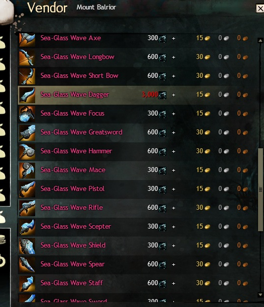 Sea-glass dagger price in the Raid Expert's Portable Magnetite Shard ...