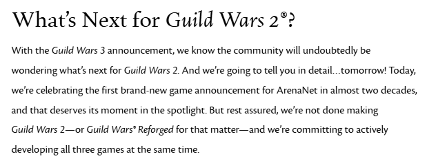 It's confirmed, it's guild wars 3 - Page 16 - Guild Wars 2 Discussion ...