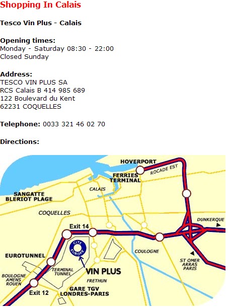 Shopping locations in Calais - Motorhome Matters - Out & About Live