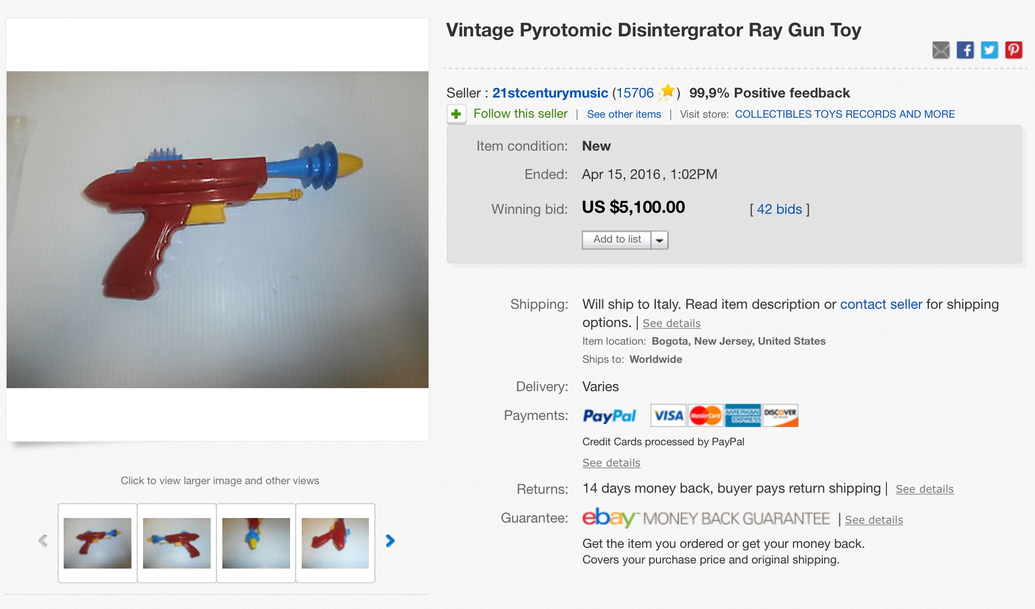 Recent Pyrotomic Disintegrator Auction - SPACE GUNS - Alphadrome | Home ...