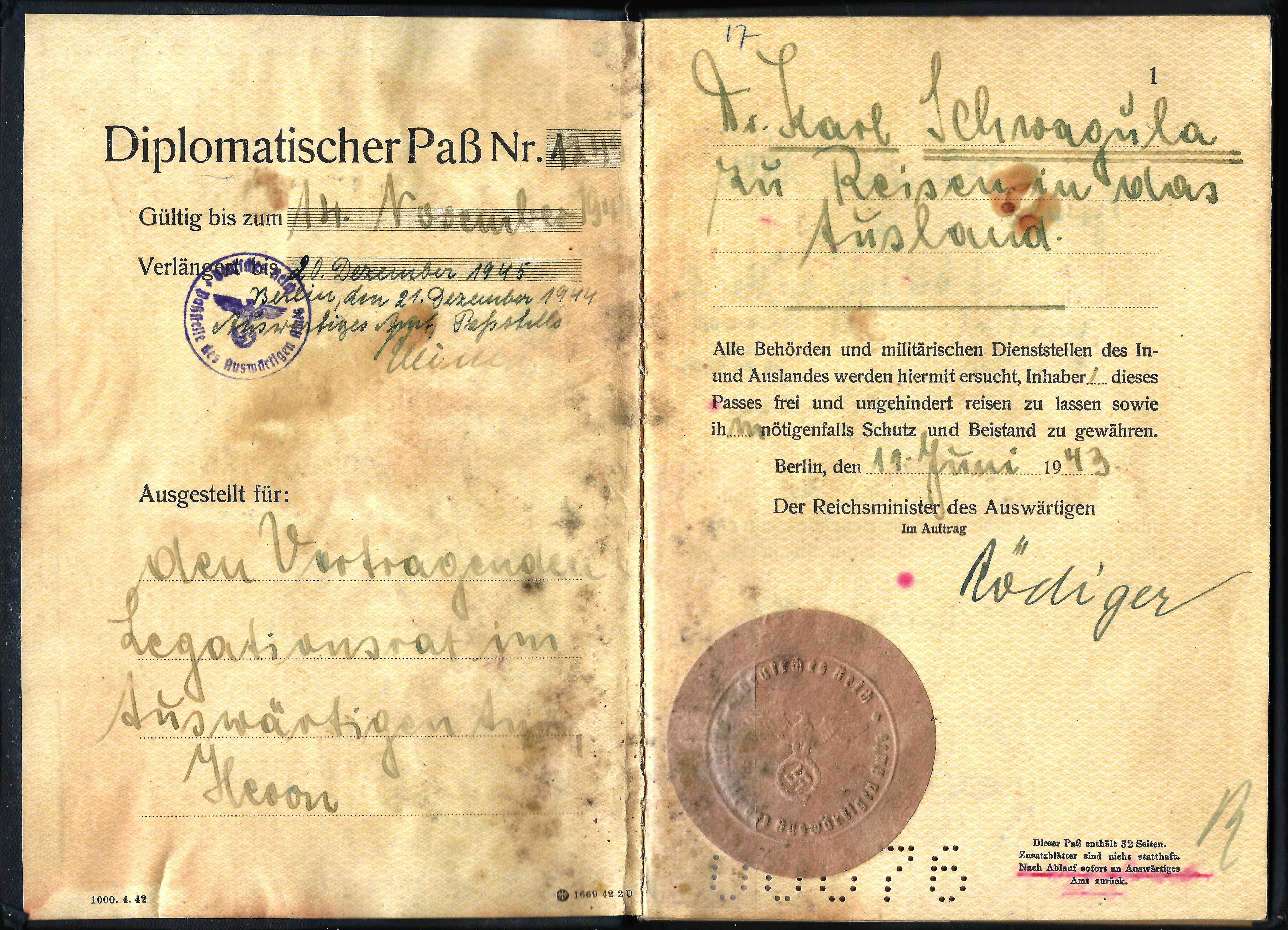 German Diplomatic Passport - Germany: Third Reich: Research ...