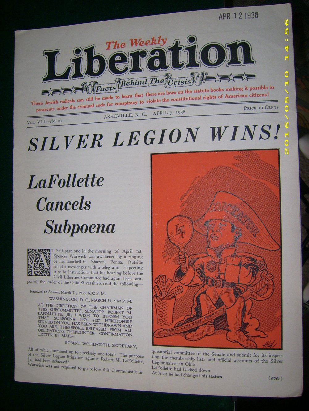 William Pelley's "Liberation" newspaper - United States of America ...