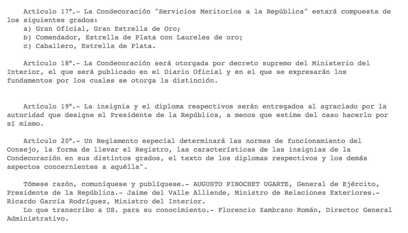CHILE UNRECORDED MILITARY AWARD from PINOCHET ERA - South America ...