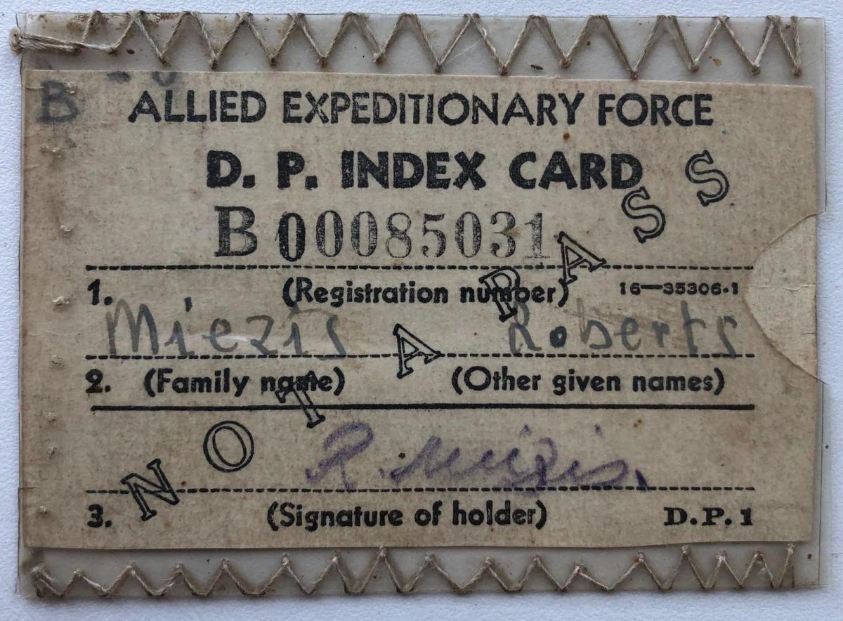 Allied Expeditionary Force D. P. Index Card - United States of America ...