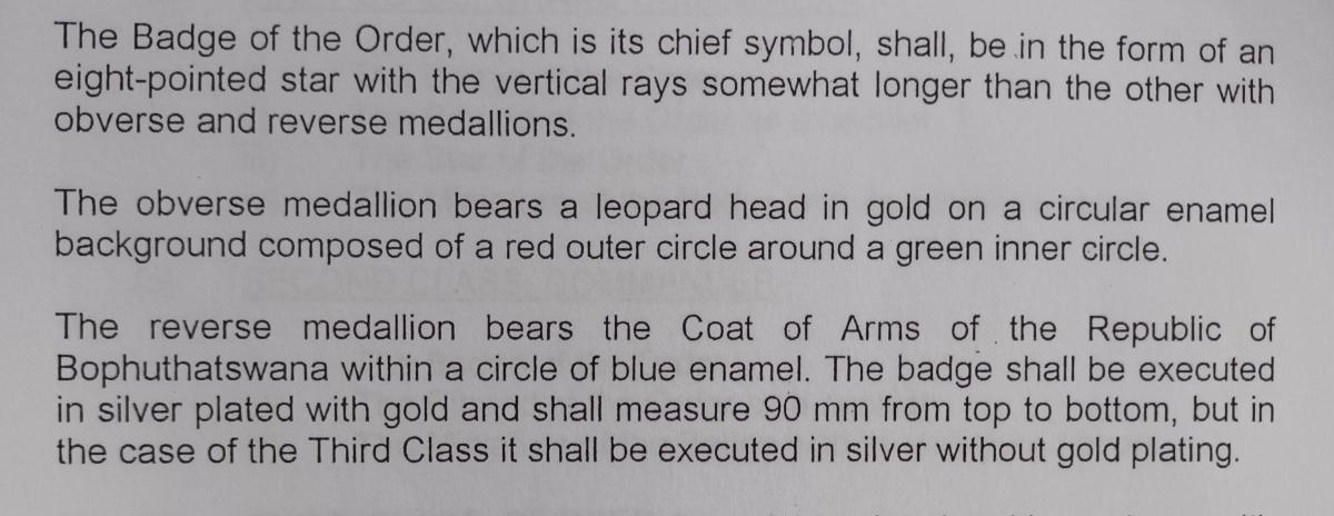 Order of the Leopard - Bophuthatswana - Africa - Gentleman's Military ...