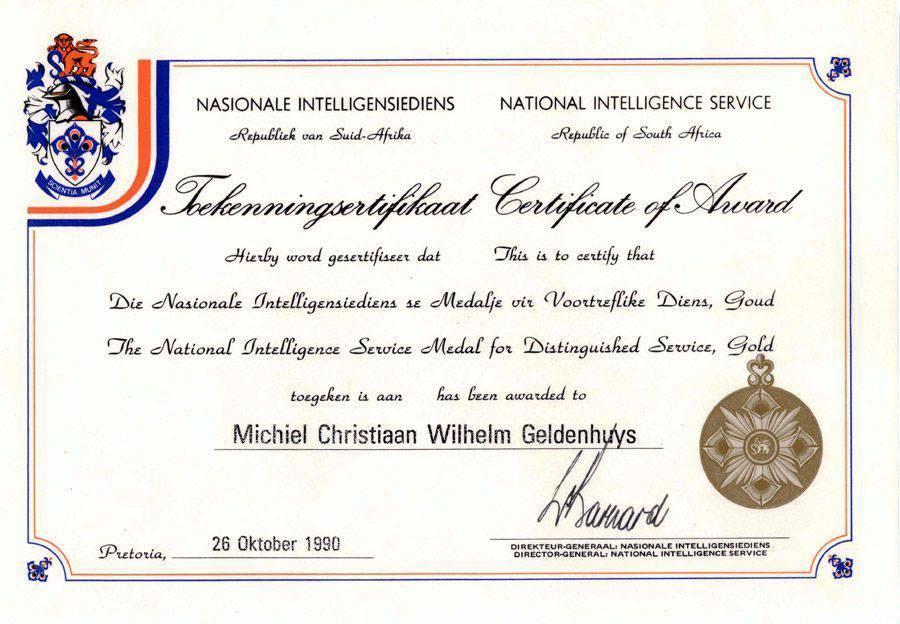 National Intelligence Service Awards - Africa - Gentleman's Military ...