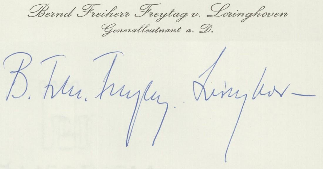 Freytag von Loringhoven, Bernd Freiherr - Germany: All Eras: Signature ...