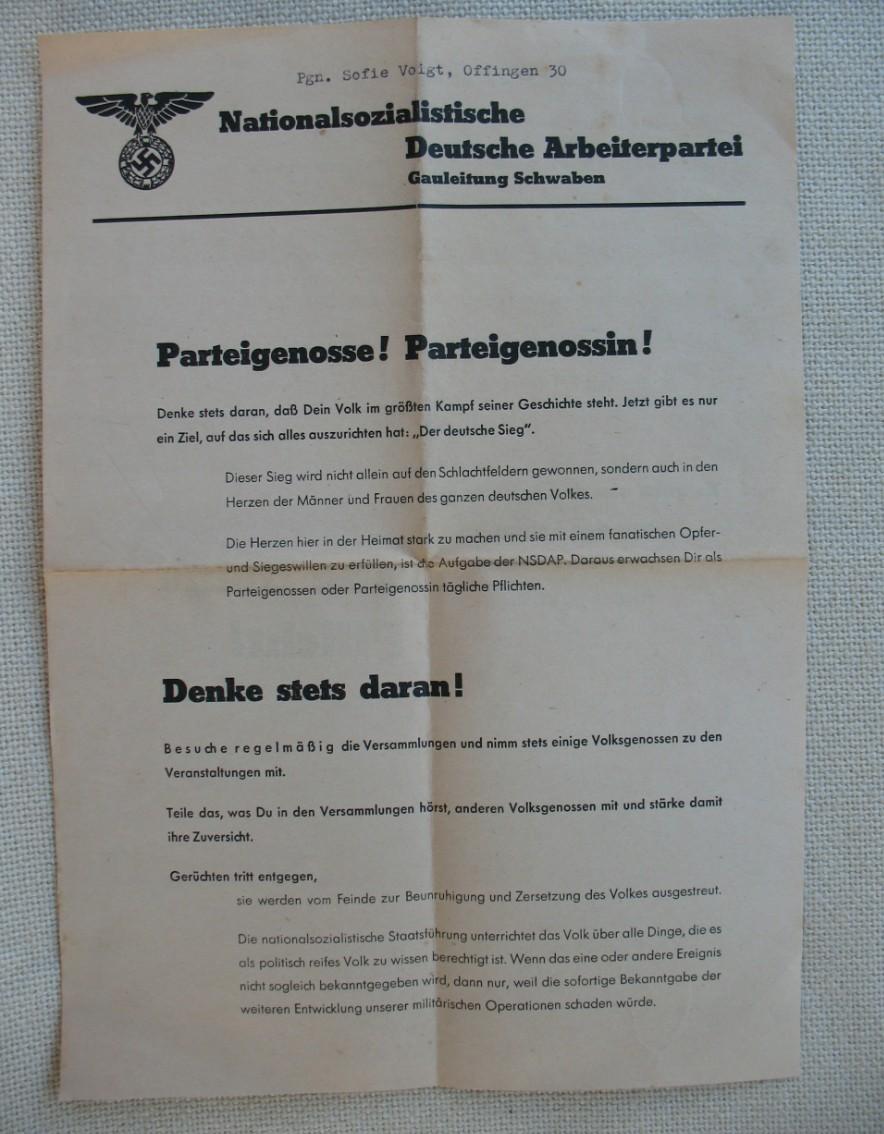 NSDAP propaganda leaflet - Germany: Third Reich: Research ...