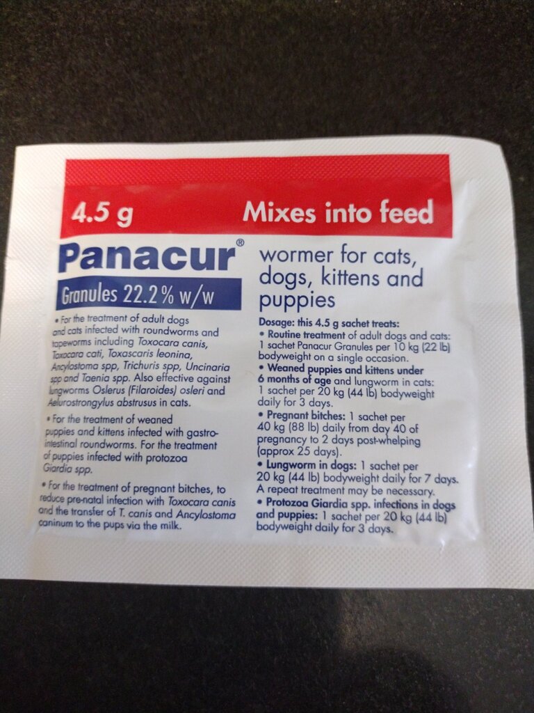 Panacur dosing - Diseases - Aquarium Co-Op Forum