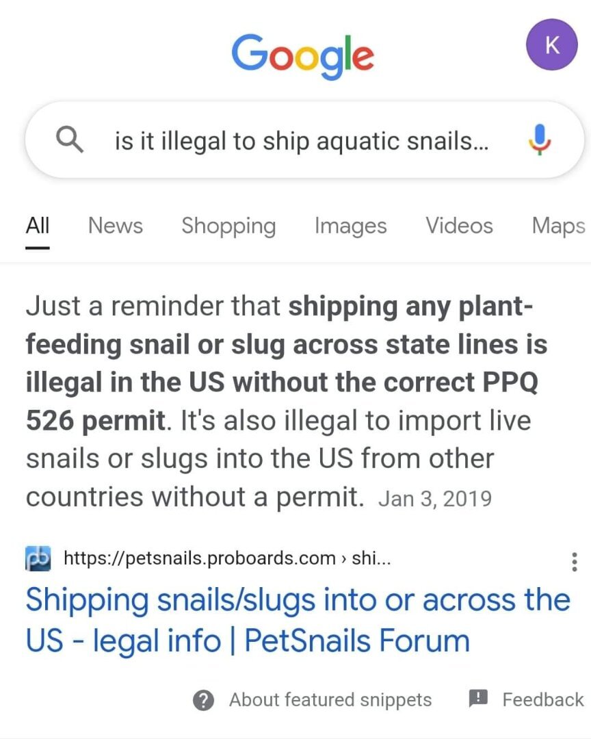 Shipping Snails - General Chat - Aquarium Co-Op Forum