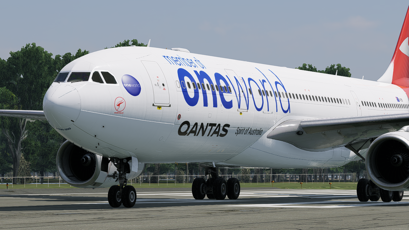 [XWORKS A332] QANTAS (oneworld) VH-EBN - Airliners - Threshold