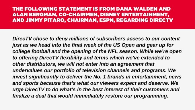 direct tv drops all espn channels - Media Related - AUFAMILY