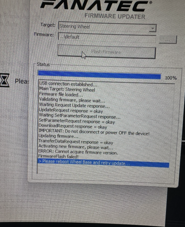 Formula Wheel stuck in Update Mode. - Steering Wheels - Fanatec Community
