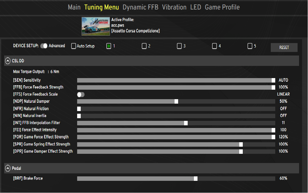 Good ffb settings with new cs dd - Automobilista - Fanatec Community