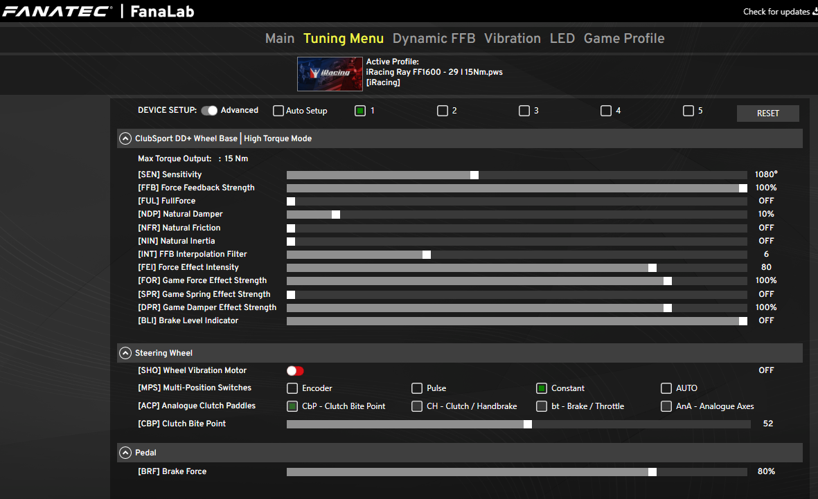 Settings/Configuration Help - iRacing - Fanatec Community